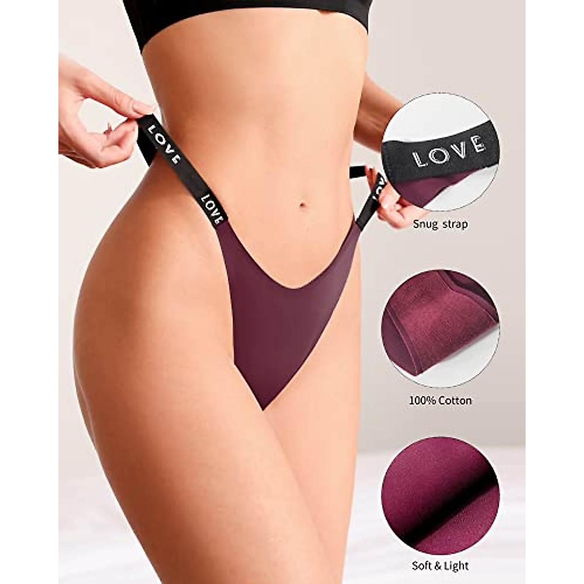 Seamless Thongs For Women Pack - High Waisted G String Thongs For Women - Cotton Thongs For Women Sexy 3-6 Pack Set