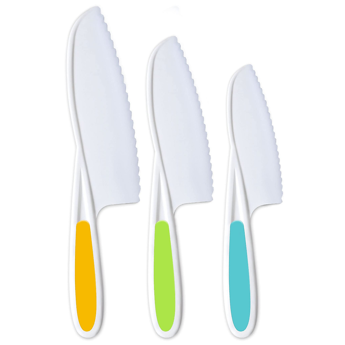 MGS Kids Knife Set of 3 for Cooking and Cutting Cakes, Fruits and Veggies Perfectly Safe for Kids Toddler Knife Set for Real Cooking