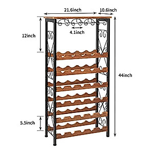 X-cosrack Rustic 30 Bottles Floor Wine Rack Shelf with Wine Glass Holder Rack, Freestanding Wobble-Free 6 Tier Wine Bottle Organizer Display Storage Stand for Kitchen Pantry Patent Pending