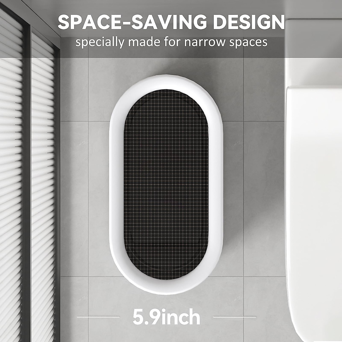 ELPHECO Small Office Trash Can 2.5 Gallon Automatic Bagging Garbage Can Touchless Slim Plastic Trash Bin Smart Oval Trash Can for Bedroom, Toilet, Personal Office, RV White