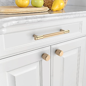 Asidrama 10 Pack 5 Inch(128mm) Gold Cabinet Pulls Knurled Cabinet Handles Cupboard Handles Kitchen Cabinet Hardware for Cupboard Drawer Pulls