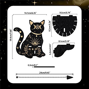 CRASPIRE Small Crystal Shelf Cat Black Crystal Display Shelf Magical Boho Wooden Witch Altar Wall Mounted Hanging Rustic Crystal Holder Stand with 3 Pieces Crystals Stones for Wall Decor