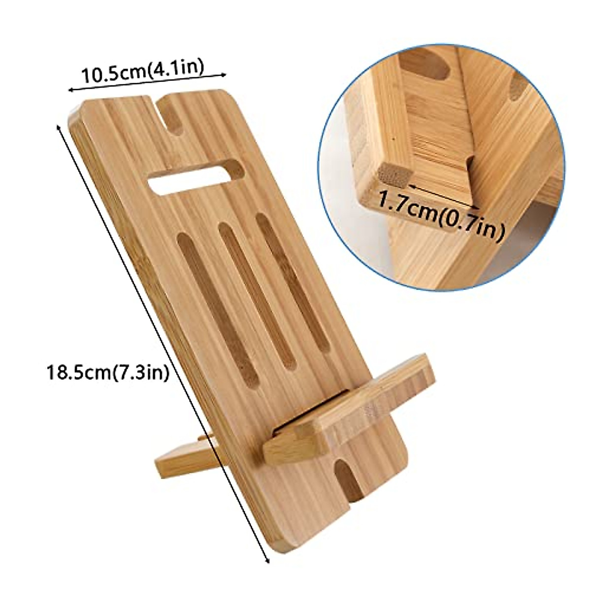 BambuMate Tablet Stand, Adjustable Tablet Holder, Tablet and Phone Holder, Cell Phone Stand Compatible with Smart Phone, Tablet -Natural Bamboo