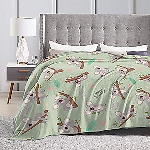 Cute Koala Blanket Soft Fleece Throw Blanket Cozy Fuzzy Warm Flannel Plush Throw Blankets for Couch Bed Sofa All Season Gift 50"X40"