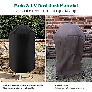 SunPatio Round Smoker Cover 30 Inch, Heavy Duty Waterproof Pit Barrel Smoker Cover, Outdoor Charcoal Kettle Grill Cover, All Weather Protection for Weber, Charbroil, Char-Griller Kamado and More Grill