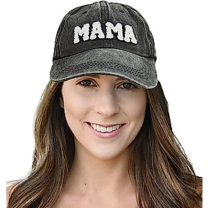 Chenille-Patch Mama-Baseball-Cap Cotton Baseball-Hat-for-Women-Girl Fall-Winter-Summer Outdoor Caps Black