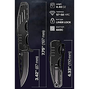 Spring Assisted Knife - Pocket Folding Knife - Military Style - Boy Scouts Knife - Tactical Knife - Good for Camping Hunting Survival Indoor and Outdoor Activities Mens Gift 6681