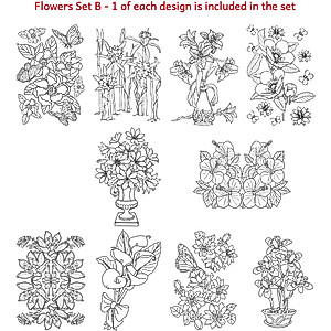 Art Eclect Adult Coloring Flower Greeting Cards for Birthdays, Anniversary, Thank You and Sympathy Cards (10 Cards and 10 Envelopes, Set Flowers B/Pink)