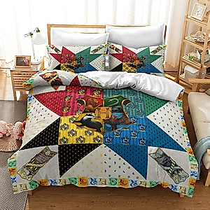 Bedding Duvet Cover Harry Potters Lightweight Decorative Modern Style Microfiber, Soft Microfiber Bedding Set, 1 Duvet Cover&2 Pillow Cases, No Comforter