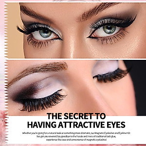 Magnetic Eyelashes Kit - Magnetic Lashes Natural Look From Natural to Gorgeous Styles, Reusable 3D Mink False Eyelashes with Magnetic Eyeliner and Tweezers Easy to Apply, No Glue Needed (12 Pairs)