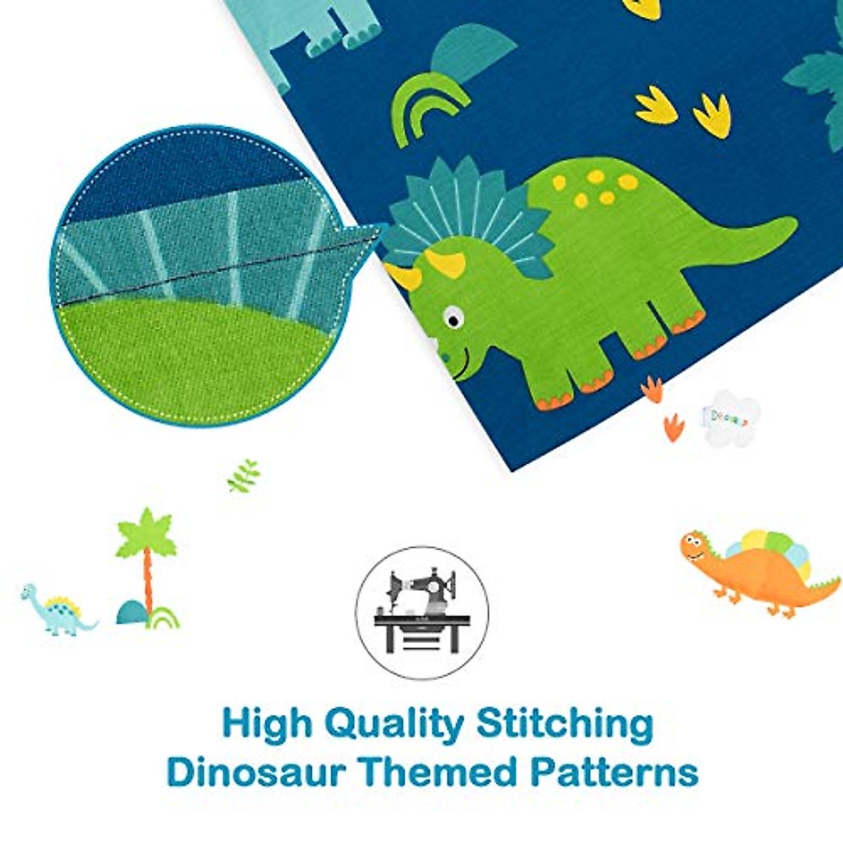 Sivio Toddler Pillowcases Ultra Soft 100% Cotton Bedding Pillow Case Cover for Child,Blue Dinosaur 14"x19" for 13"x18",12"x16" Pillow