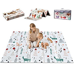 ieBabay Baby Play Mat - Large Foldable Foam Floor Play Mat for Babies,Toddlers, Infants,Kids,Anti- Slip Soft Baby Crawling Mat,Reversible Waterproof Playmat,Travel Bag Included,79"x59"