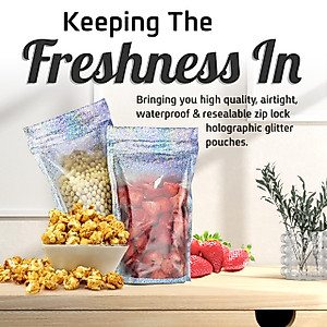 Resealable Black STANDUP Mylar Hologram Metallic Amazing Bags 5 * 8 inches. 100 Pk – Airtight, Waterproof, Zip Lock seal-Opaque Foil Pouch. Food Grade Bags Long shelf-life Storage (Large Black-Metal)