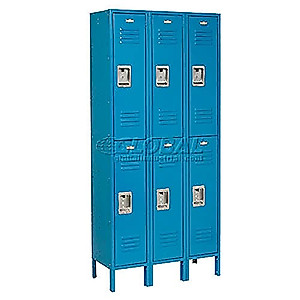 Global Industrial 2-Tier 6 Door Locker, 12"Wx12"Dx36"H, Blue, Assembled