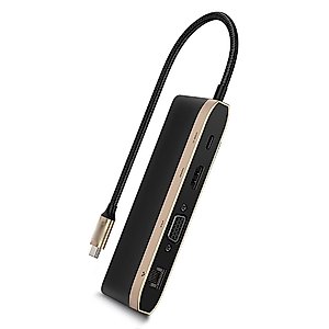 Port Expander USB C Hub 9-in-1 with 4K HDMI, VGA, 3 USB 3.0, PD 87W, SD/TF Card Reader, Gigabit Ethernet USB C Multiport Adapter USB Splitter