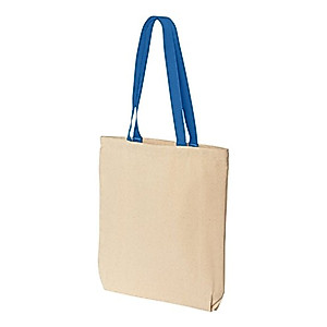 shop4ever Canada Leaf Cotton Canvas Tote Canadian Flag Reusable Shopping Bag 10 oz Natural - R Blue 1 Pack Colored Handle