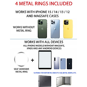 SALEX Compatible with Magsafe Car Mount for Dashboard, Wall, Fridge, Truck, Mirror 2 Pack. Stick On Magnetic Phone Mount for iPhone 15 14 Plus 13 Pro Max 12 Mini. Flat Magnet Dash Phone Holder