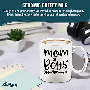shop4ever Mom of Boys Ceramic Coffee Mug Tea Cup, Boy Mama Mother's Day Gift 11 oz (White)