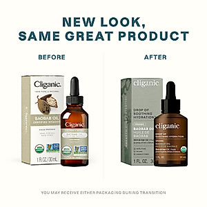 Cliganic Organic Baobab Oil, 100% Pure - For Face & Hair | Natural Cold Pressed Unrefined (Packaging May Vary)