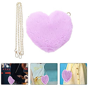 TENDYCOCO Heart Shaped Clutch Purse Faux Fur Shoulder Bag Crossbody Bag Fluffy Handbag (Violet)