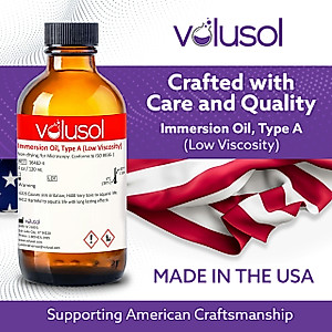 Volu-Sol Microscope Immersion Oil - Type A (Low Viscosity), Safe for All Lenses, Precision PP Polycone 150 centisokes - Enhance Microscopy Clarity for Microscope Slide | Clear Vision 125mL / 4oz