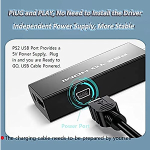 PS2 to HDMI Converter Adapter, Video Converter PS2 to HDMI Converter with 3.5mm Audio Output for HDTV HDMI Monitor Supports All PS2 Display Modes