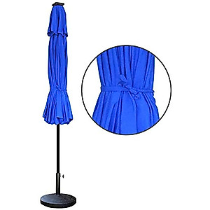 TechFaith Solar 32 LED Light Patio Umbrella with 8 Ribs/Tilt Adjustment and Crank Lift System Outdoor Umbrella (Blue)