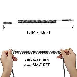 SinLoon Symbol Ls2208 USB Cable USB A to RJ45 Coiled Spiral Extension Cable Barcode Scanner Ls1203 Ls4208 Ls4278 Ds6707 Ds6708 USB Cable (10ft,3M)