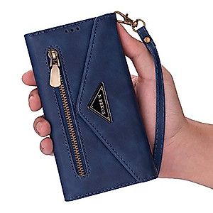 CCSamll Wallet Case for Samsung Galaxy S22, Crossbody Neck Strap Lanyard Purse Handbag Shoulder Strap Cover with ID Card Holder Phone Case for Samsung Galaxy S22 XK Blue