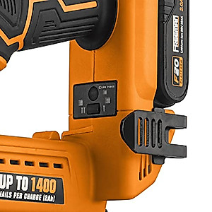 Freeman PE20V2118G2 20 Volt Cordless 2-in-1 18-Gauge Nailer/Stapler Kit with Lithium Ion Battery, Charger, Bag, and Fasteners (400 Count) – 1400 Shots per Charge