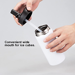 6 Pack Kids Water Bottle with Handle & Straw Lid, 16 oz Personalized Sublimation Water Bottles Blank Bulk, Stainless Steel, Leak Proof for Boys Girls to School Sports Travel Camping, DIY Gift, White