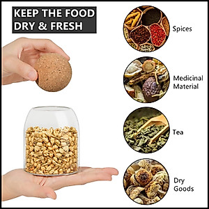 RHBLME 3 Pack Glass Storage Containers with Ball Cork, 17 Oz/500ML Glass Jar with Cork Lid, Round Cork Glass Bottle, Small Candy Jar with Wood Ball Lid for Food, Coffee, Sugar, Spice, Tea, etc