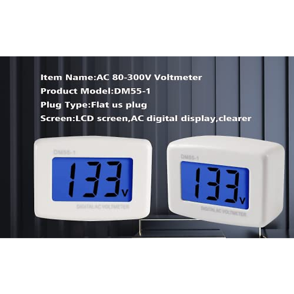Aobao 2pcs Plug in Volt Meter, Flat US Plug AC 80-300V LCD Digital Voltmeter Voltage Test Monitor AC 110V 220V Voltage Meter for Household Plug into Outlet to Measure Voltage