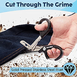 2 Pack Anaconda Medical Trauma Shears with Built-In Carabiner Clip (7.5 inch, Black and Blue)