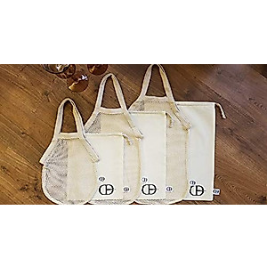 6 piece Set of Reusable Eco-Friendly 100% Cotton Muslin and Mesh Produce bags includes M, L, XL sizes