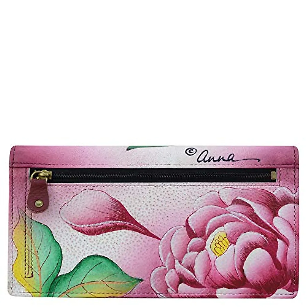 Anna by Anuschka Women's Genuine Leather Hand Painted Clutch Wallet - Precious Peony