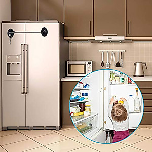 Hotop 4 Pack Refrigerator Lock Cabinet Locks with Keys Adhesive Freezer Door Fridge Drawer Lock for Child Safety and Privacy, No Drilling (White and Black)