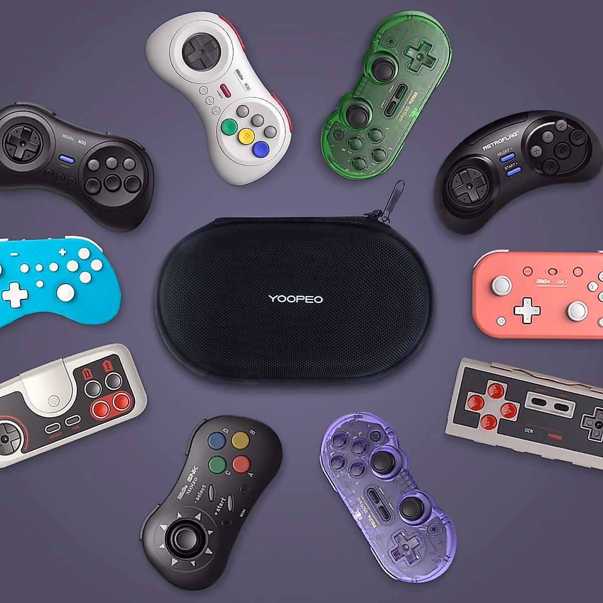 AKNES Hard Shell Controller Travel Case - Fits 8BitDo SN30 Pro, Zero 2, M30 and NEOGEO Controllers, Gulikit NS19 Series Controller, Portable & Protective Carrying Case