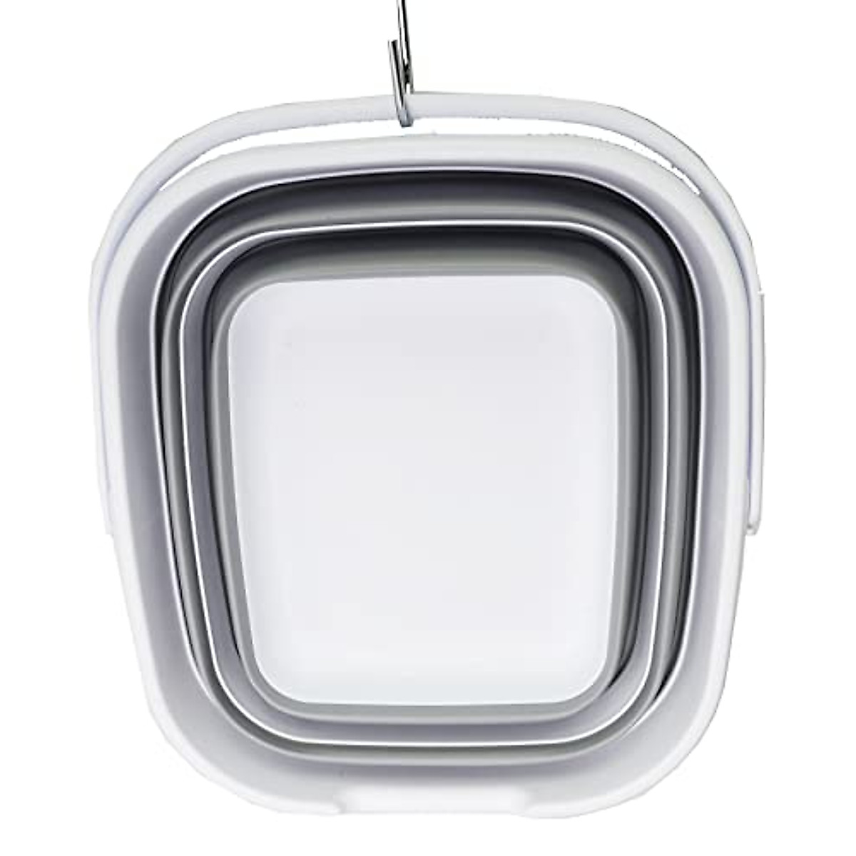 SAMMART 10L (2.6 Gallon) Collapsible Rectangular Handy Basket / Bucket (White/Grey, 1)