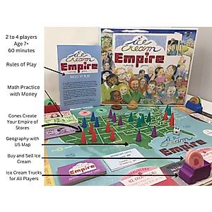 Ice Cream Empire Board Game | Fun Entrepreneurial Game for Families, Adults and Kids 7+ | Learn Business, Geography, and Math Skills | Competitive, Strategic, and Educational Game