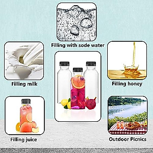 Goiio 3 Pcs 12 Ounce Plastic Juice Bottles, Clear Bulk Beverage Containers, for Smoothies, Juice Milk and Homemade Beverages