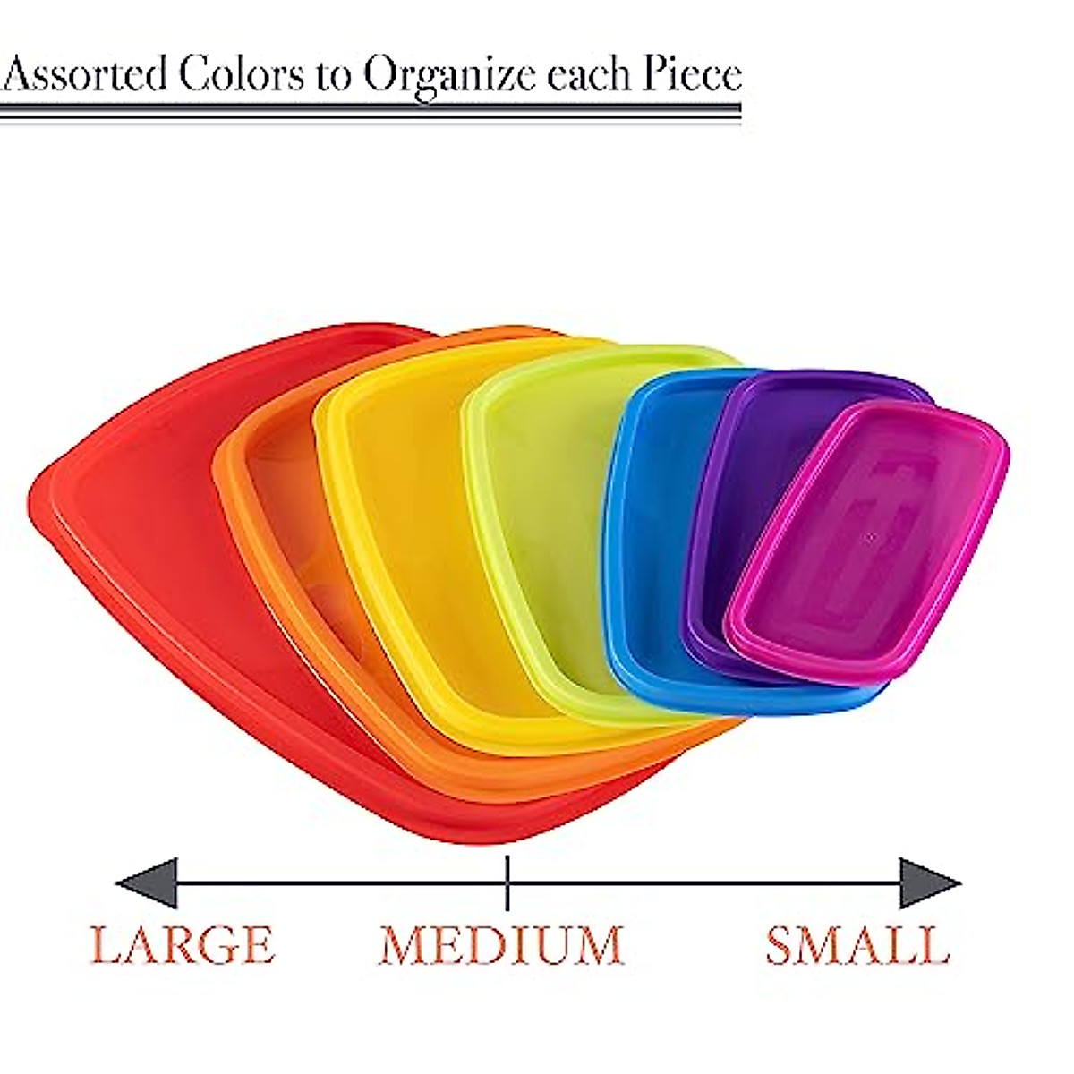 Kitchen Details 14 Piece Food Storage Container Set | Nested | 7 Containers and 7 Lids | Stackable | BPA Free | Dishwasher & Freezer Safe | 7 Sizes | Rainbow