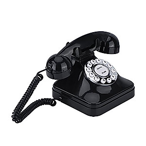 Landline Telephone, WX-3011 Vintage Black Multifunction Plastic House Phone Retro Wire Push Button Dial Landline Telephone, Vintage Telephone
