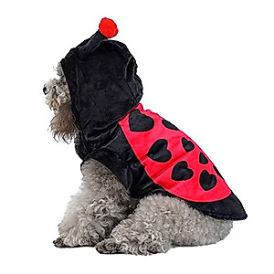 Mogoko Ladybug Dog Costumes, Pet Halloween Cosplay Hoodies, Adorable Ladybird Cat Costume,Animal Fleece Hoodie Warm Outfits Clothes