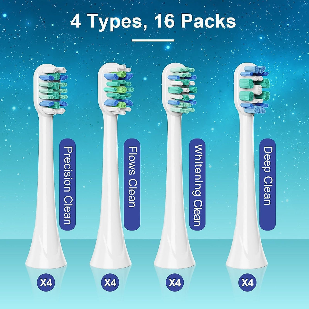 Toothbrush Heads for Philips Sonicare, 16 Pack Electric Toothbrush Replacement Heads Soft Dupont Bristles for Gum Health Improvement