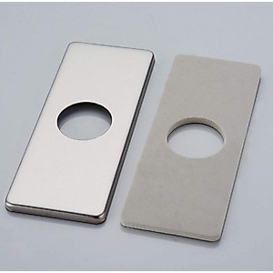 Homevacious 6 inch Bathroom and Kitchen Vanity Sink Faucet 4 inch Hole Cover Deck Plate Square Escutcheon Brushed Nickel Satin Stainless Steel