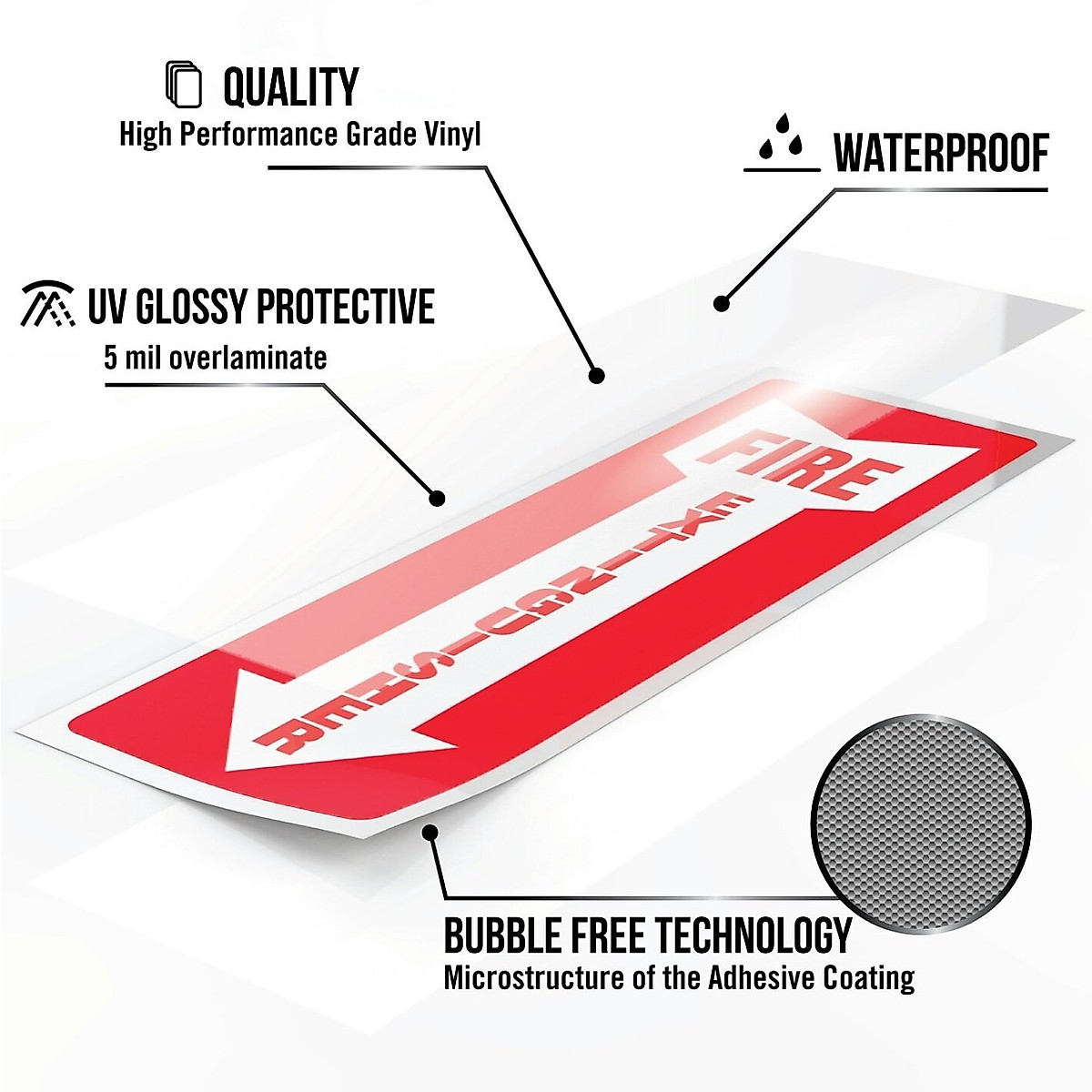 Fire Extinguisher Sign Sticker - 12 Pack - 4" X 12" - 5 Mil Vinyl - Bright Red White Colors - Durable Self Adhesive, Weatherproof, UV Protected - Ideal for Inside Office or Boat