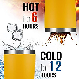 TDYDDYU 12 pack 20 OZ Double Wall Stainless Steel Vacuum Insulated Tumbler Coffee Travel Mug With Lid, Durable Powder Coated Insulated Coffee Cup for Cold & Hot Drinks (Orange, 12 pack)