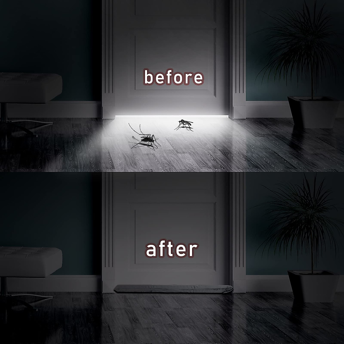 Marwood Under Door Draft Stopper 30-38" Adjustable Wind Stopper for Door & Window, Foam Door Sweep Air & Noise Blocker for Bottom of Doors Double Side Seal - Grey