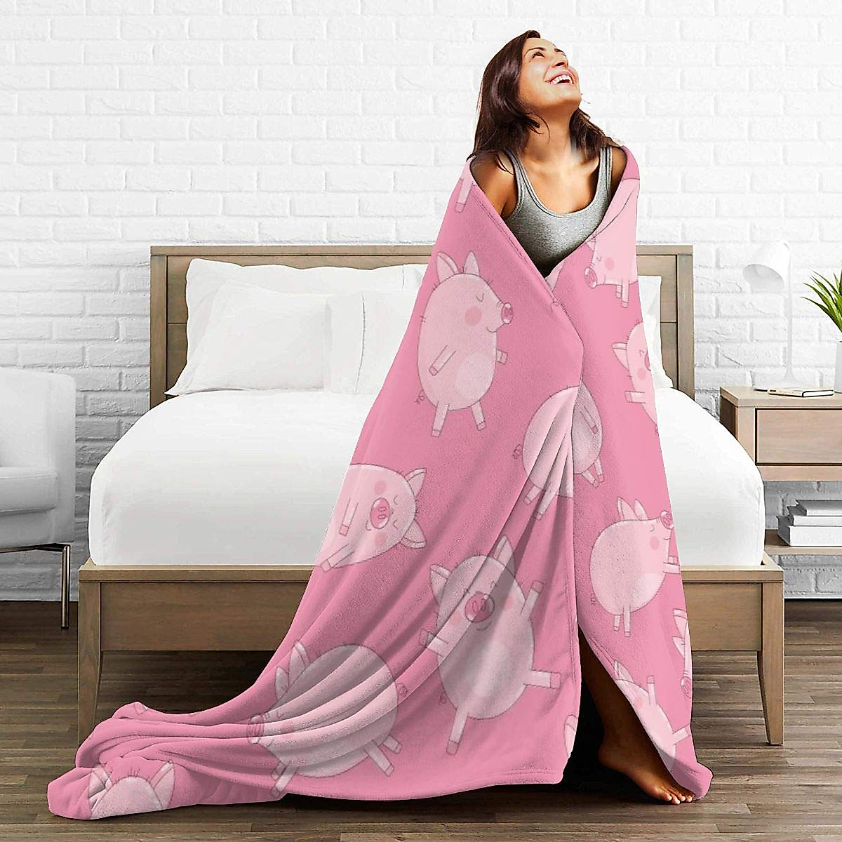 Waldeal Pig Flannel Fleece Throw Blanket 60"x50" Lightweight Couch Sofa Bedroom for Boys Girls Adults All Season